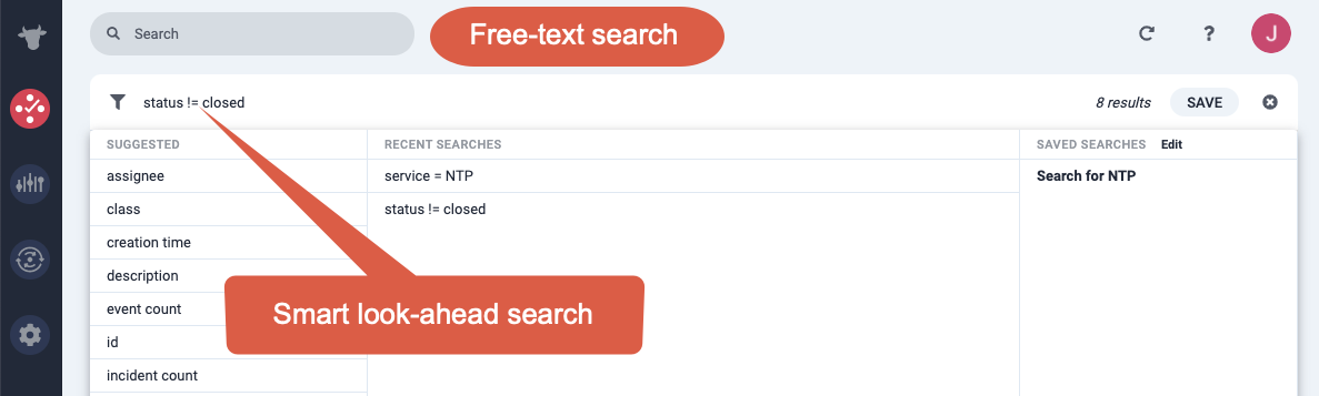 Search and filter metrics